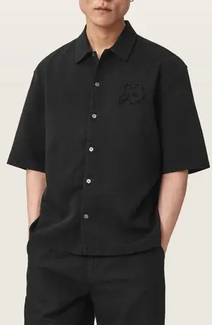 ALLSAINTS Torres Short Sleeve Button Up Shirt - Orca Black