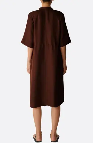 Eileen Fisher Silk Mandarin Collar Shirtdress