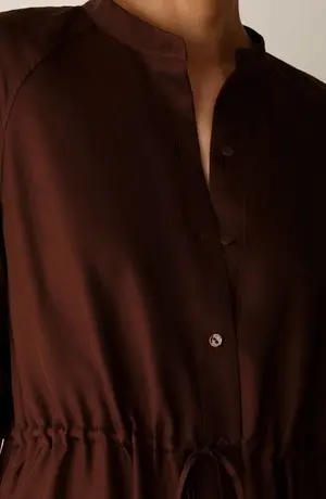 Eileen Fisher Silk Mandarin Collar Shirtdress
