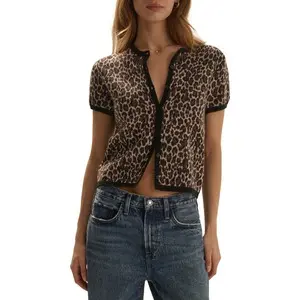 FAVORITE DAUGHTER The 9 To 5 Print Short Sleeve Cardigan - Leopard