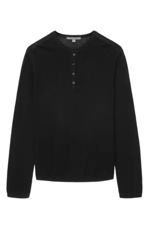 John Varvatos Quinn Long Sleeve Organic Cotton Mesh Henley