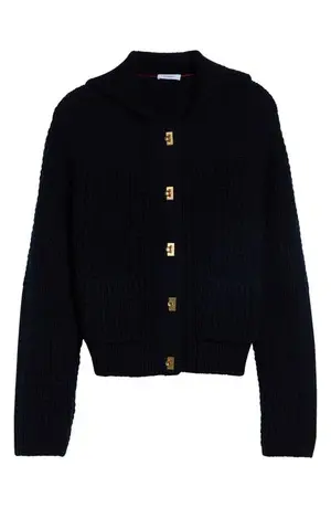 FERRAGAMO Wool & Cashmere Sailor Collar Cardigan - New Navy