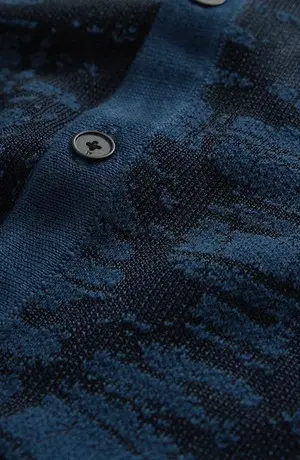 John Varvatos Cayden Jacquard Short Sleeve Full Button Cardigan