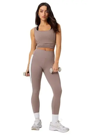 FABLETICS Ribbed Cropped Tank With Square Neckline - Desert Shadows