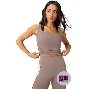 FABLETICS Ribbed Cropped Tank With Square Neckline - Desert Shadows