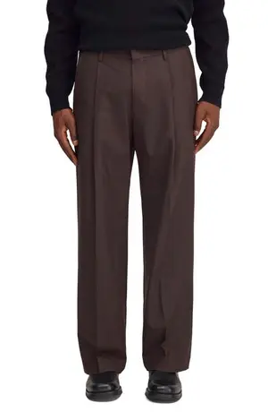 Nn07 Kay 10037 Pinstriped Pleated Trousers - Deep Truffle