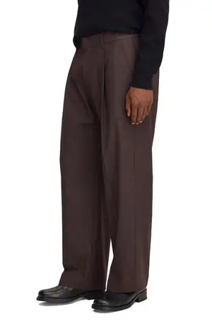 Nn07 Kay 10037 Pinstriped Pleated Trousers - Deep Truffle