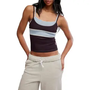 Free People All Clear Rib Tank - Chocolate Combo