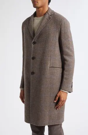 Boglioli Houndstooth Check Wool Coat