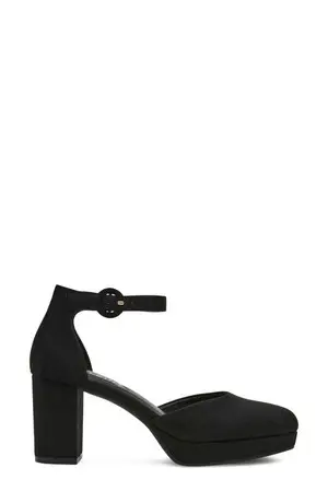 Anne Klein Faith Platform Ankle Strap Pump - Blackk Micro Suede