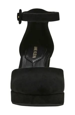 Anne Klein Faith Platform Ankle Strap Pump - Blackk Micro Suede