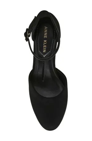 Anne Klein Faith Platform Ankle Strap Pump - Blackk Micro Suede