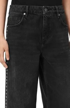ALLSAINTS Sway Studded High Waist Wide Leg Jeans