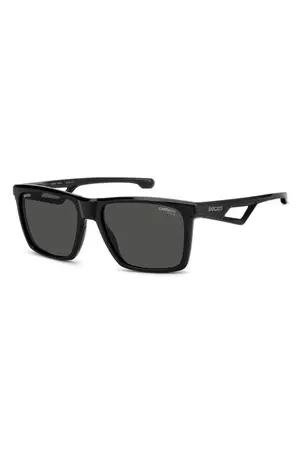 Carrera Eyewear Carduc 57mm Rectangular Sunglasses - Black/grey