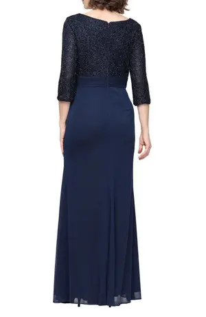 Alex Evenings Sequin Bodice Empire Waist Gown
