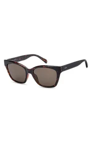 Fossil 53mm Cat Eye Sunglasses - Havana/brown