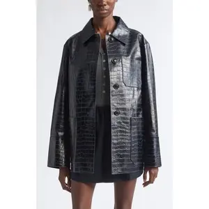 NACKIYE Croc Embossed Leather Jacket - Croco
