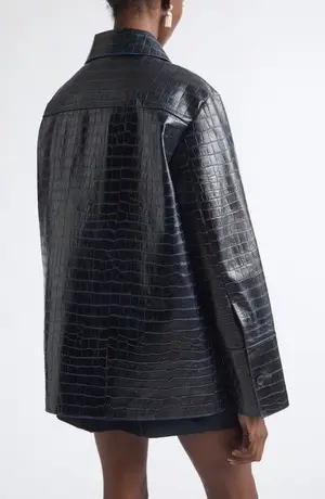 NACKIYE Croc Embossed Leather Jacket