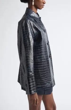 NACKIYE Croc Embossed Leather Jacket
