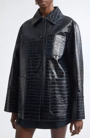 NACKIYE Croc Embossed Leather Jacket