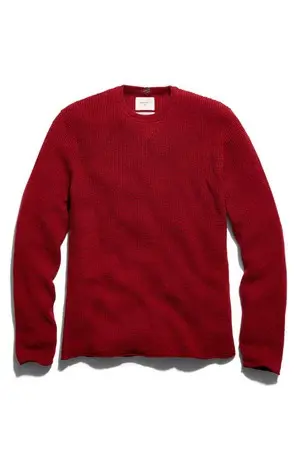 Billy Reid Martin Mini Waffle Crewneck Cotton & Cashmere Sweater - Dark Cherry