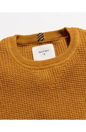 Billy Reid Martin Mini Waffle Crewneck Cotton & Cashmere Sweater - Light Scotch