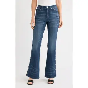 CITY BLUES Side Grommet Bootcut Jeans - Medium Indigo