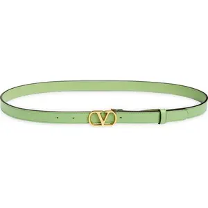 Valentino Garavani Vlogo Signature Skinny Leather Belt - Mint