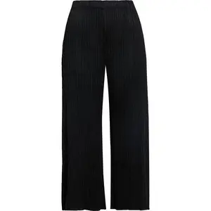 Issey Miyake Monthly Colors July Pleated Crop Straight Leg Pants - Black