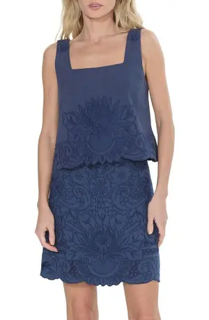 CIEBON Rhea Embroidered Cotton Tank - Navy