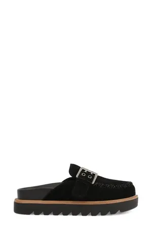 Mia Zaina Buckled Mule With Lug Sole - Black