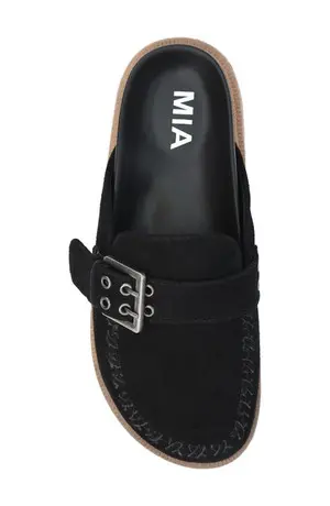 Mia Zaina Buckled Mule With Lug Sole - Black