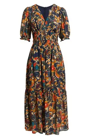 Vince Camuto Textured Shirred Maxi Dress