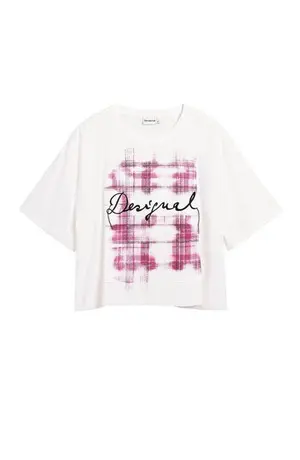 Desigual Plaid Logo Graphic T-shirt
