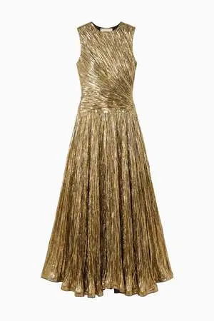 Ulla Johnson Eugenia Pleated Gown In Gilded Lam