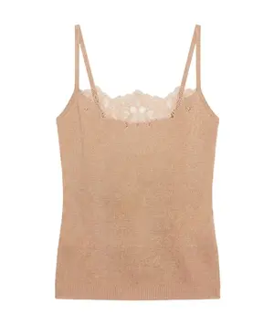 Ulla Johnson Elena Lace Cami In Merino Wool - Almond