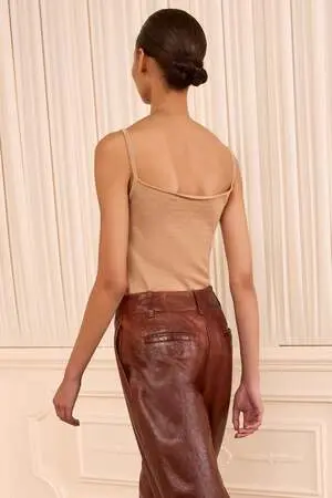 Ulla Johnson Elena Lace Cami In Merino Wool - Almond