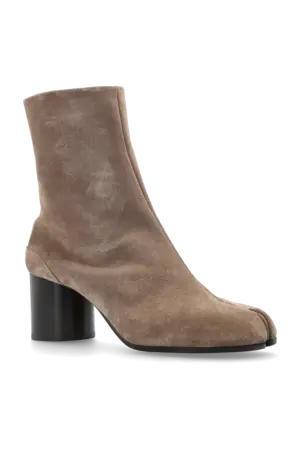 MAISON MARGIELA Suede Tabi Toe Heeled Ankle Boots - Beige