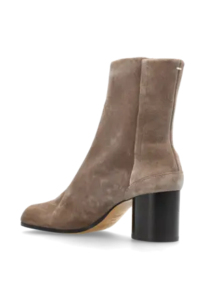 MAISON MARGIELA Suede Tabi Toe Heeled Ankle Boots - Beige