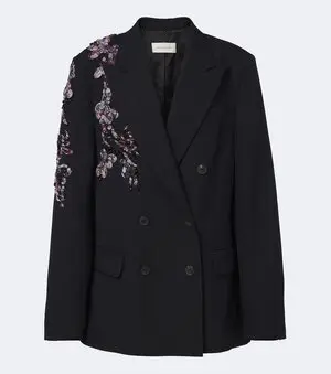 Dries Van Noten Embellished Double-breasted Wool Blazer