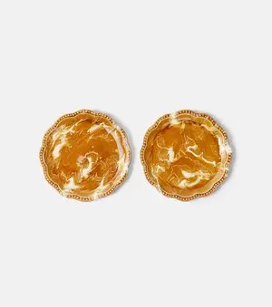 CABANA Cabana Marbled Ceramic Dessert Plates - Set Of Two Brown