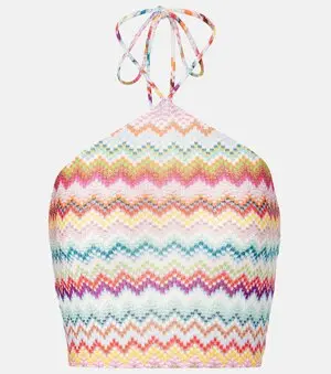 Missoni Zigzag Halterneck Lamé Crop Top - Multicoloured