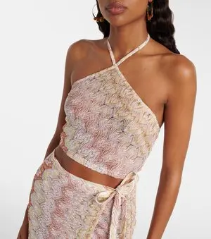 Missoni Zigzag Halterneck Lamé Crop Top - Multicoloured