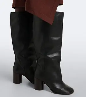 LEMAIRE Crease Leather Knee-high Boots