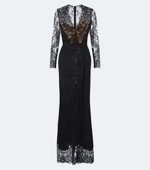 Elie Saab Lace-trimmed Cotton And Silk-blend Gown