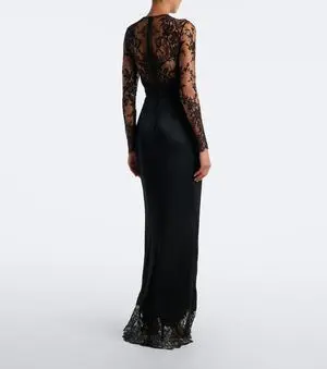 Elie Saab Lace-trimmed Cotton And Silk-blend Gown