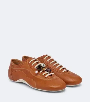 Dries Van Noten Embellished Leather Sneakers