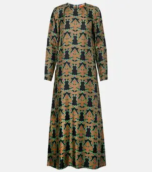 La DoubleJ Swing Printed Silk Twill Midi Dress