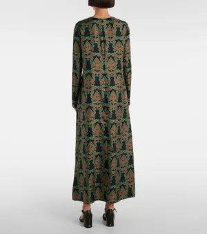 La DoubleJ Swing Printed Silk Twill Midi Dress
