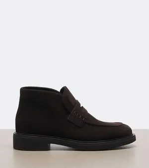 GIANVITO ROSSI Brogue Suede Ankle Boots